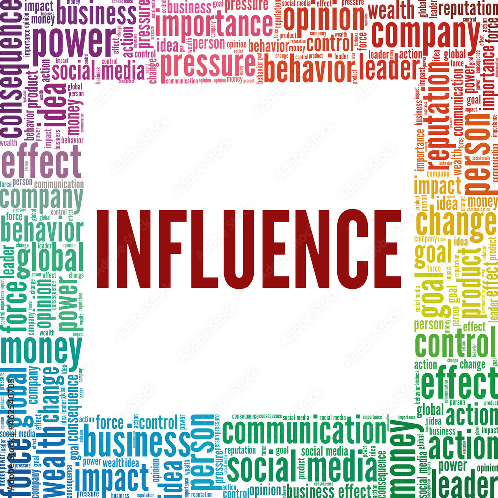 Influence vector illustration word cloud isolated on white background ...