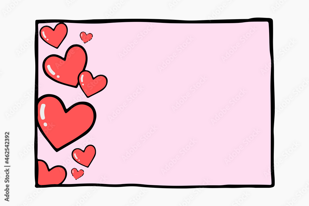 Heart doodle frame vector pink background Stock Vector | Adobe Stock