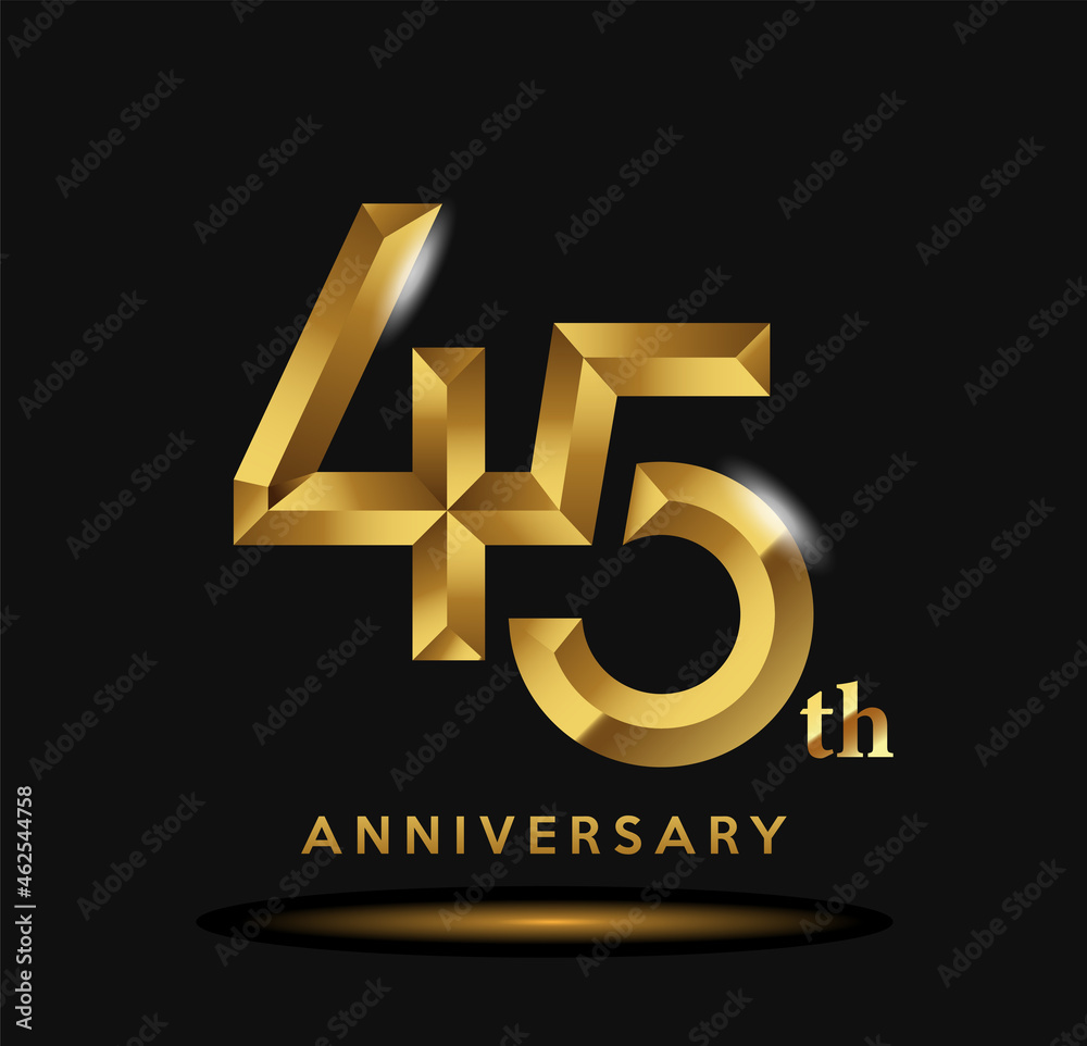 45 year anniversary celebration logo design with golden style Stock ...