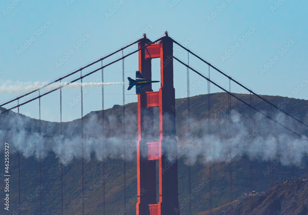 Fleet Week Blue Angel Flying over Golden Gate Bridge, San Francisco ...