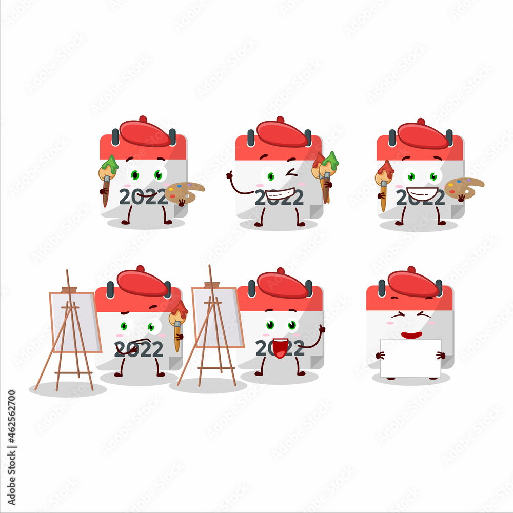 Artistic Artist of 2022 calendar cartoon character painting with a ...