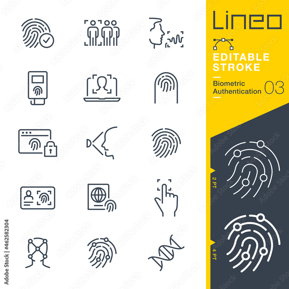 Lineo Editable Stroke - Biometric Authentication line icons Stock ...