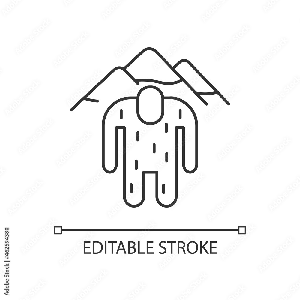 Yeti linear icon. Mysterious ape-like creature. Nepali folklore ... Yeti linear icon. Mysterious ape-like creature. Nepali folklore ...