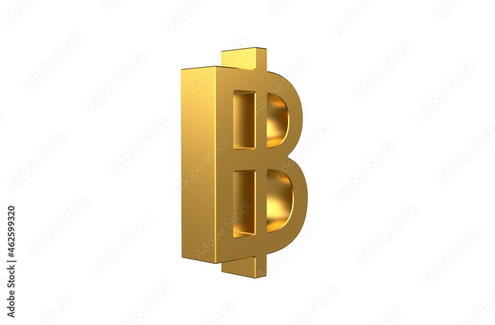 Thai baht currency symbol in gold - 3d Illustration, 3d rendering Stock ...