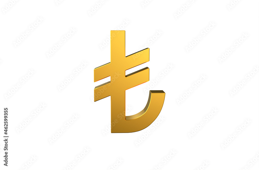 Turkish lira currency symbol in gold - 3d Illustration, 3d rendering ...