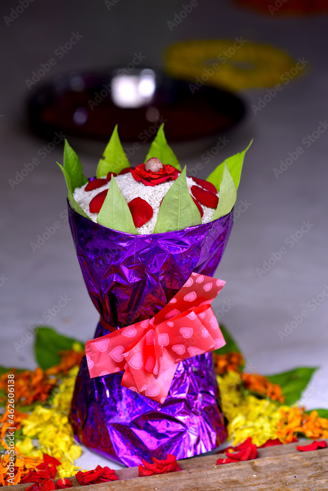 Indian Traditional Wedding Pooja Vidhi In Maharashtra Stock Photo ...