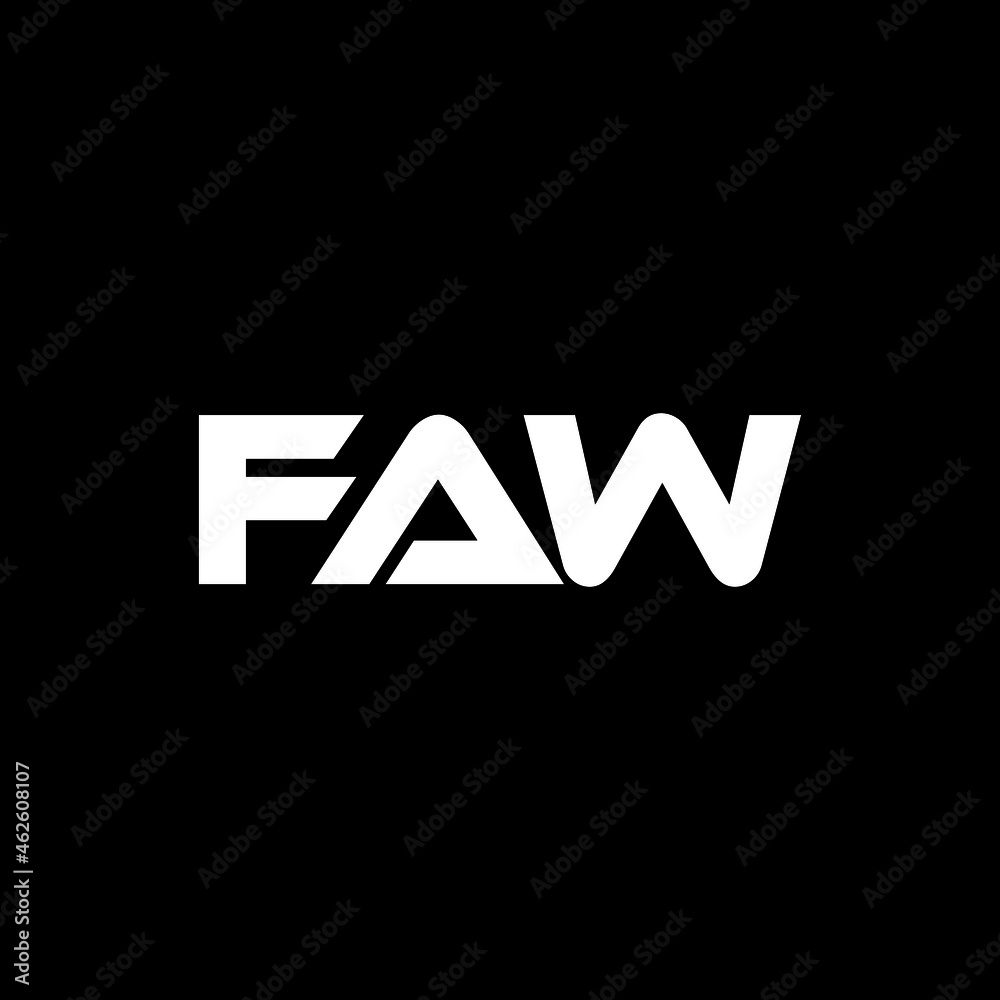 FAW letter logo design with black background in illustrator, vector ...