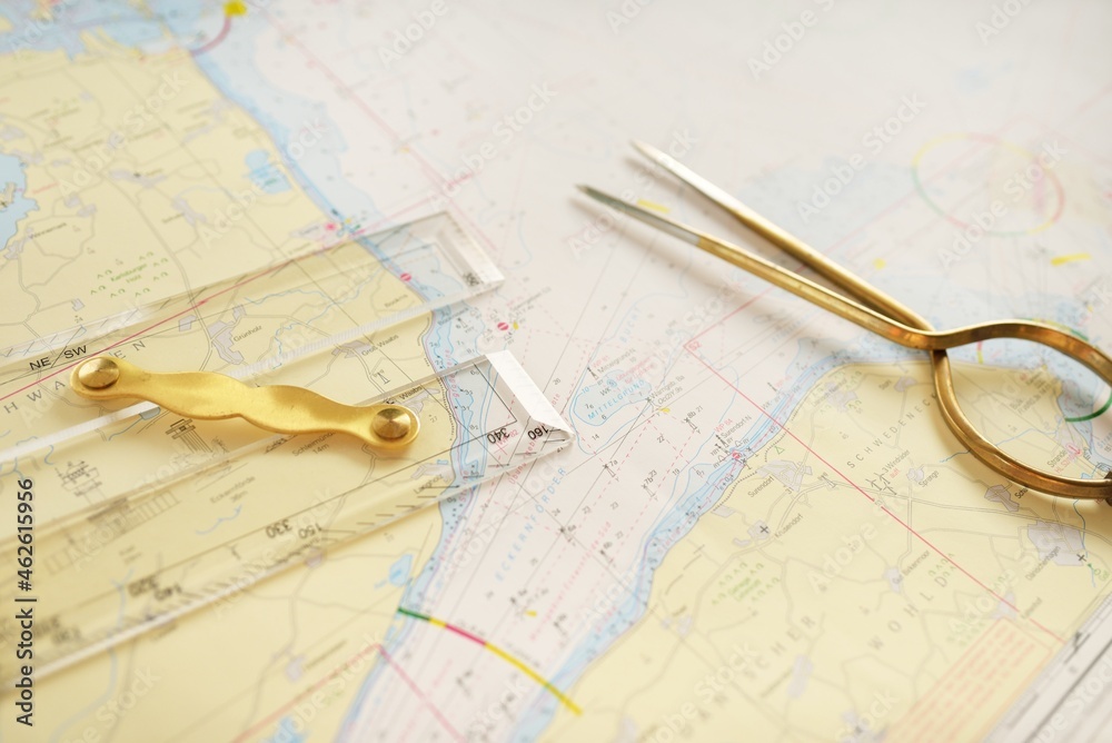 Antique W HC 6" brass dividers calipers nautical navigation chart tool ...