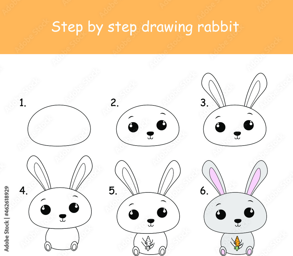 Step by step drawing for kids Stock Vector | Adobe Stock