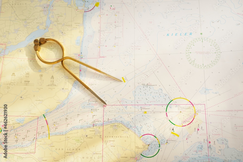 Antique W HC 6" brass dividers calipers nautical navigation chart tool ...