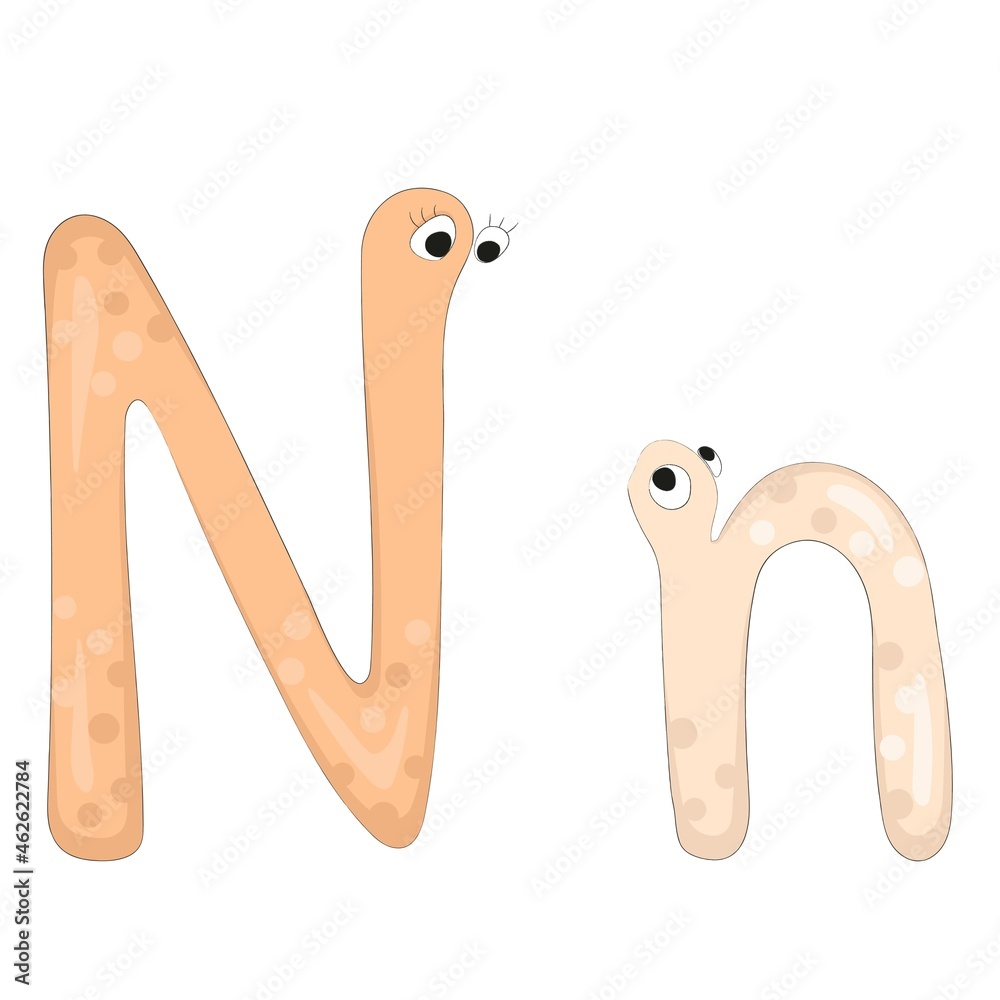 Capital and lowercase letters Nn from the English alphabet in the form ...