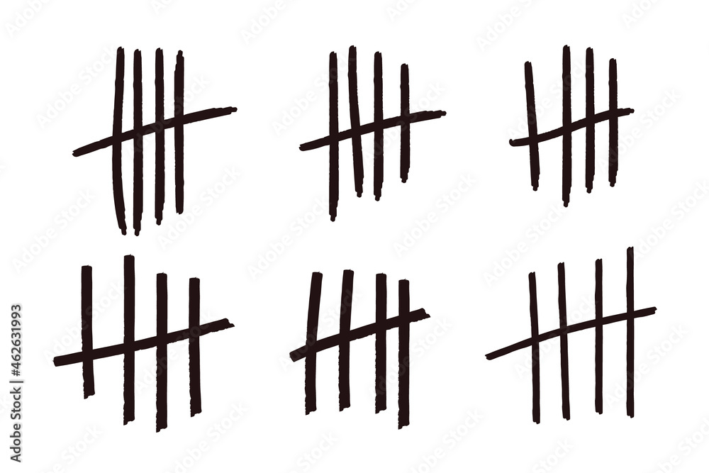 Set tally marks lines or sticks hand drawn isolated on white background ...