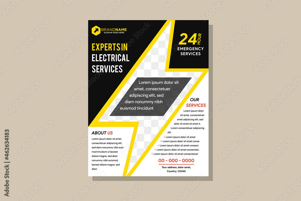 Alternative energy brochure layout. electrical eco energy flyer ...