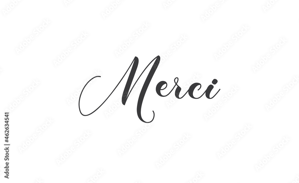 Vecteur Stock Merci. Calligraphy text. Hand drawn phrase. Handwritten ...