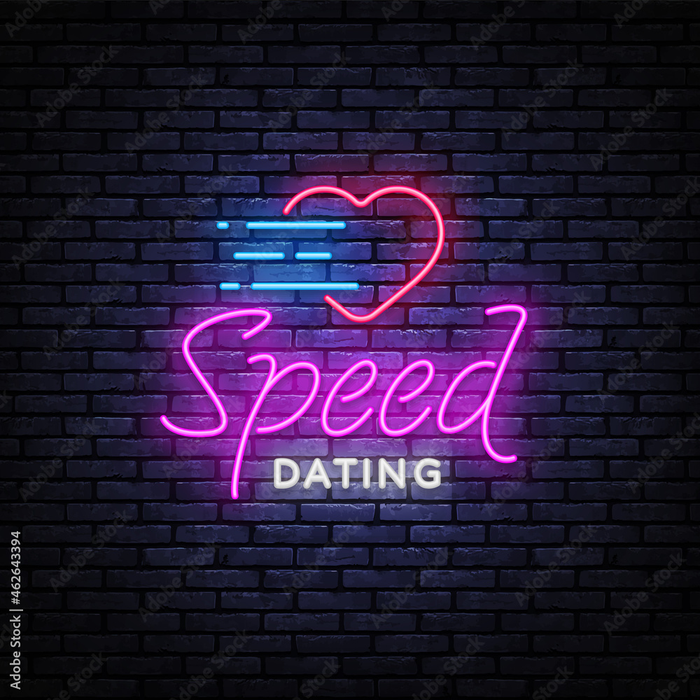 Speed Dating Neon Text Vector. Beautiful template for banner design ...