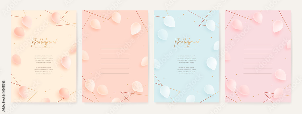 Set of greeting card design template. Vector illustration of realistic ...