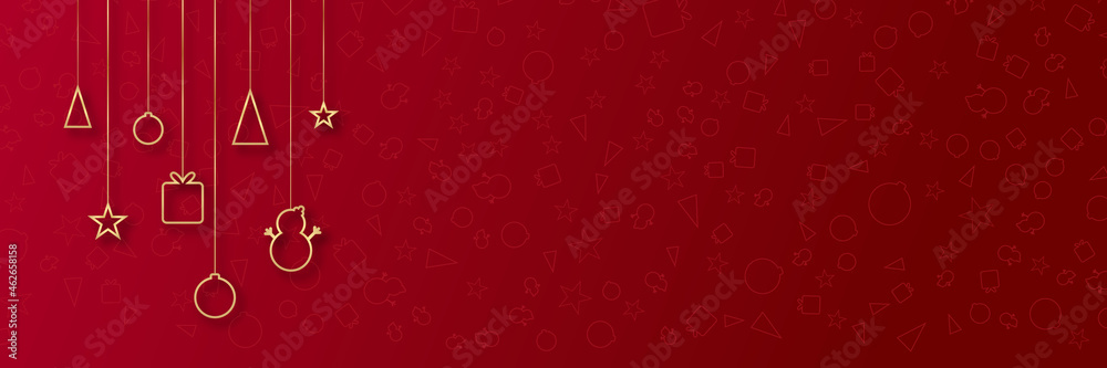 Simple elegant beautiful christmas banner background on red with golden ...
