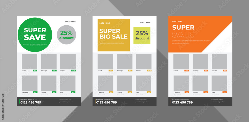 supermarket flyer design template. grocery shop promotional poster ...