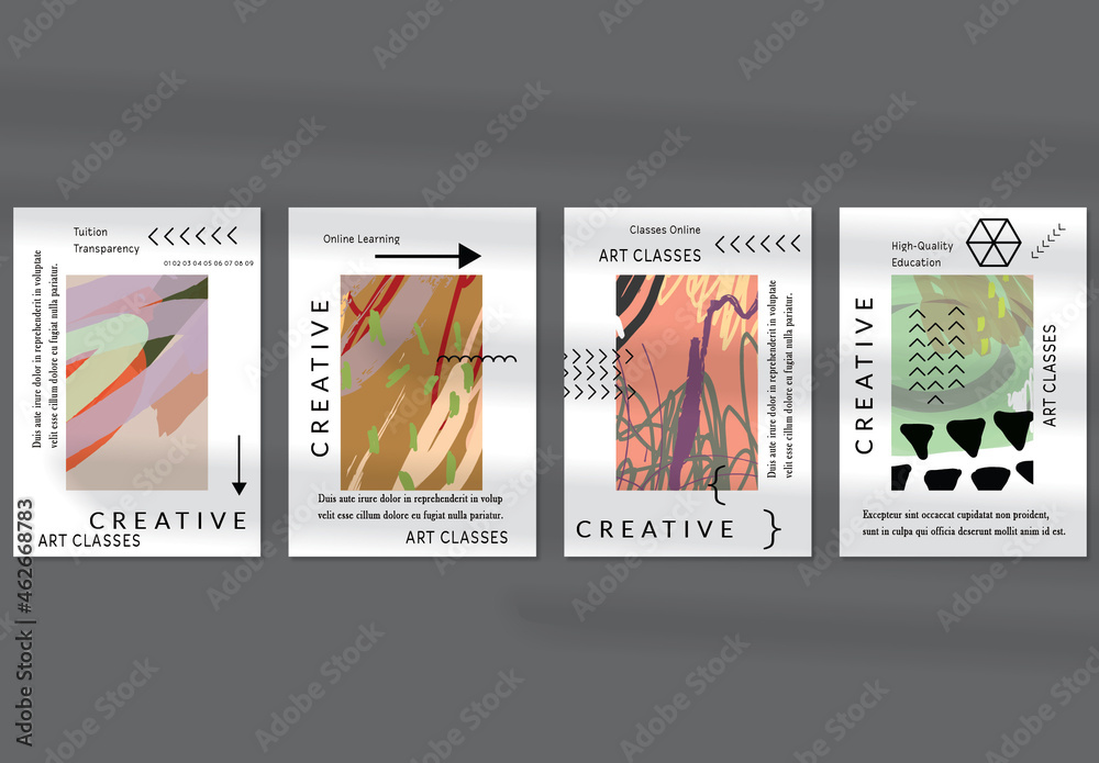 Flyer Layout with Black Geometric Shapes and Abstract Bright Rectangle ...