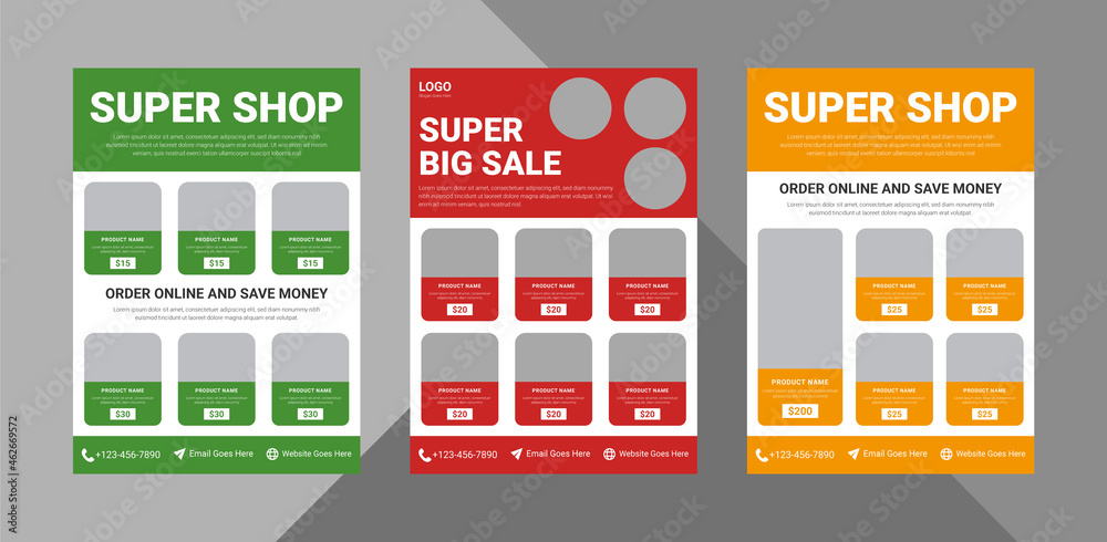 supermarket flyer design template. grocery shop promotional poster ...