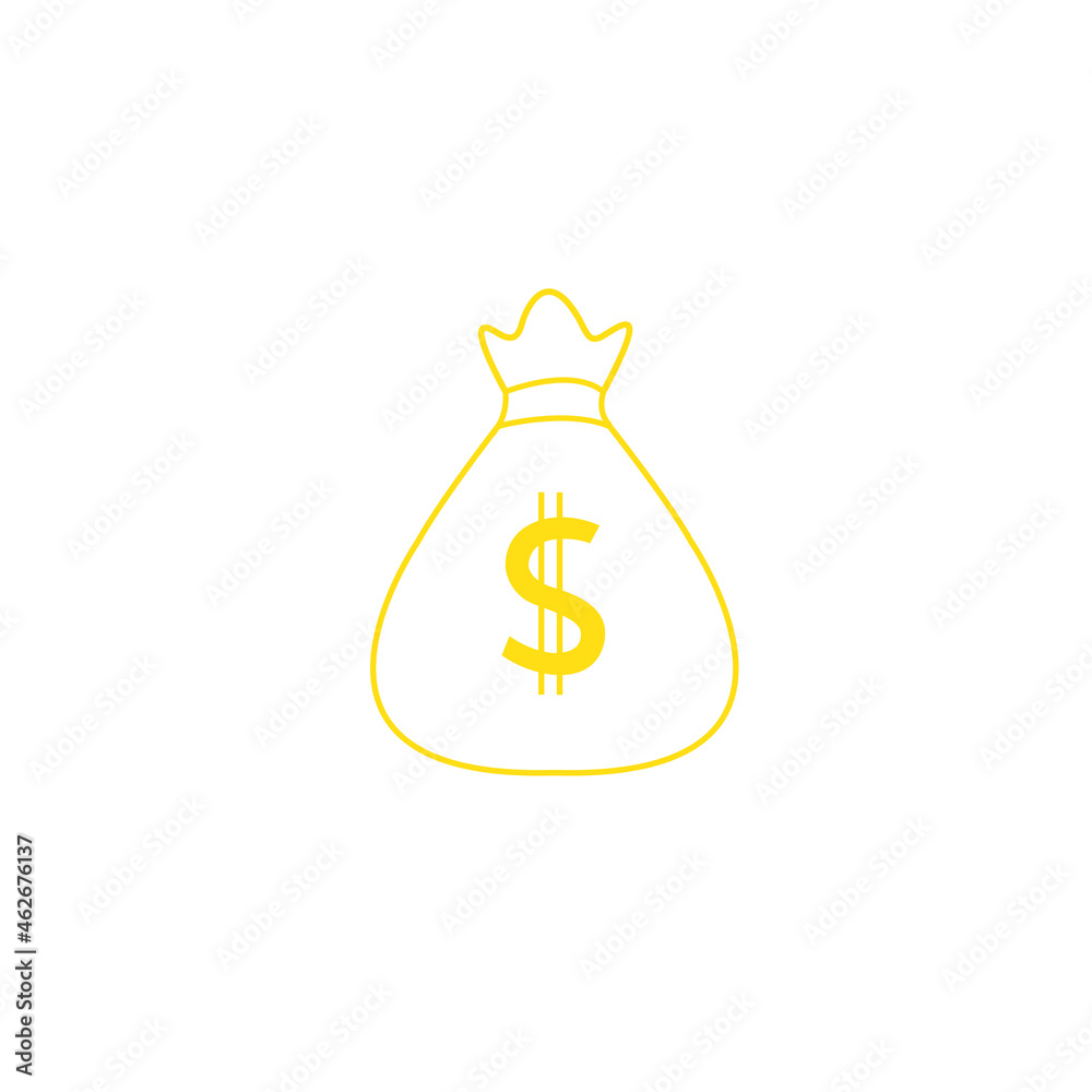 Dollar bag icon vector isolated on white background. Trendy dollar bag ...