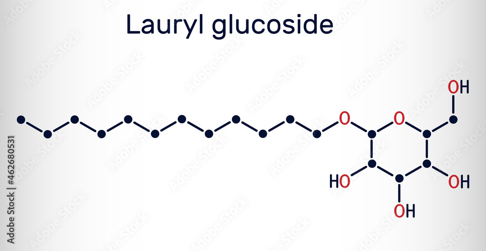 Lauryl glucoside, dodecyl glucoside molecule. It is non-ionic ...