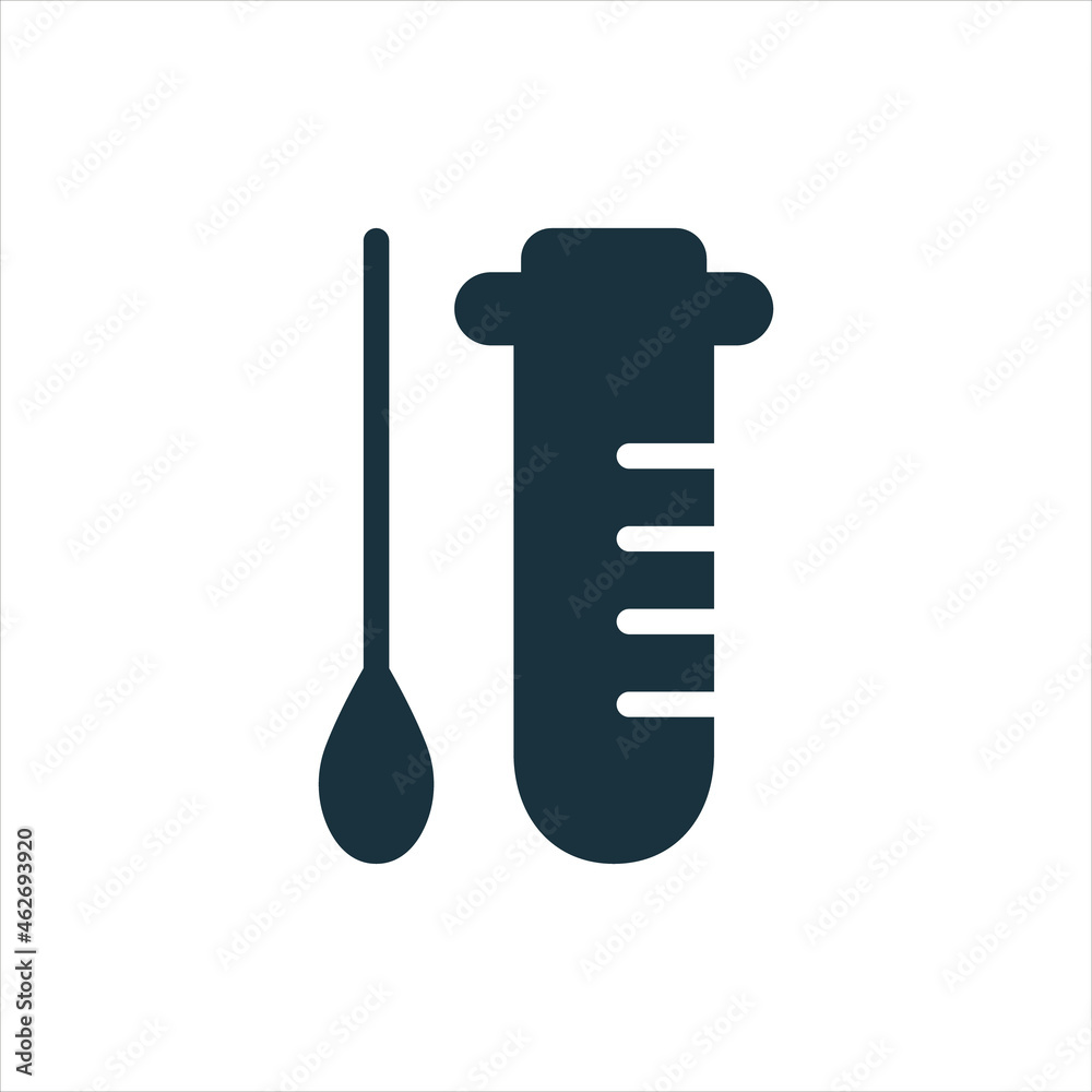 Analysis Kit for Corona or Genetic Test Silhouette Icon. Tube and Stick ...
