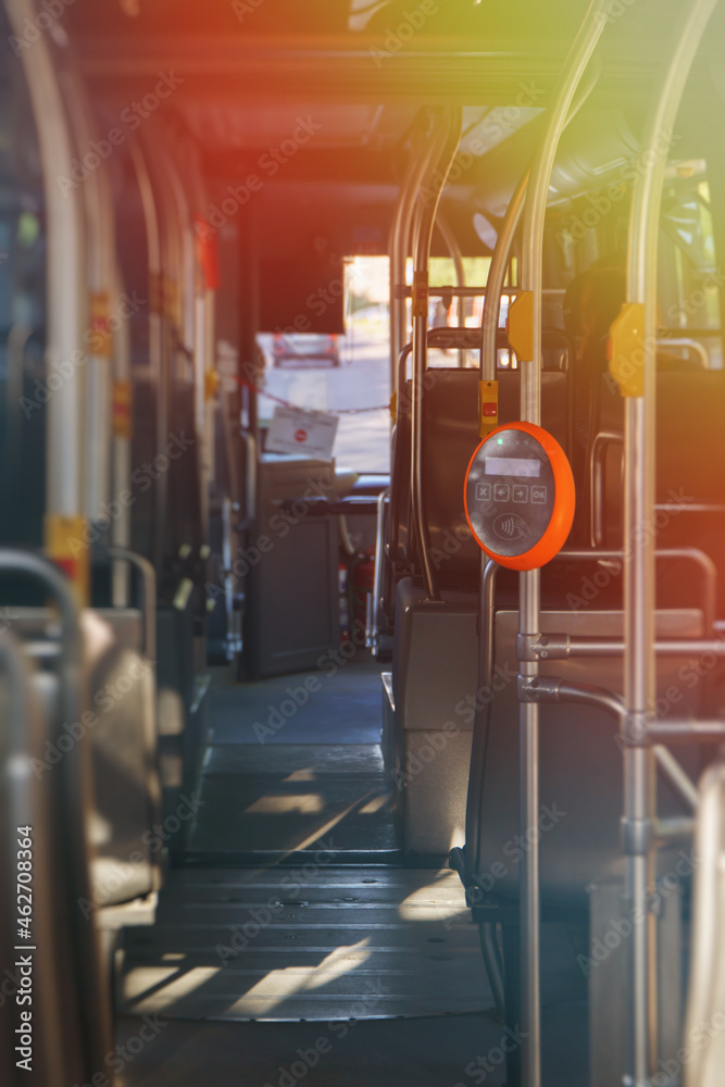 Ticket validation system on modern public transport. ภาพถ่ายสต็อก ...