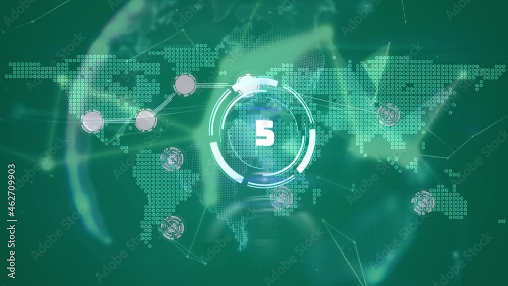 Animation of scope scanning with countdown and network of connections over globe Stock Video ...