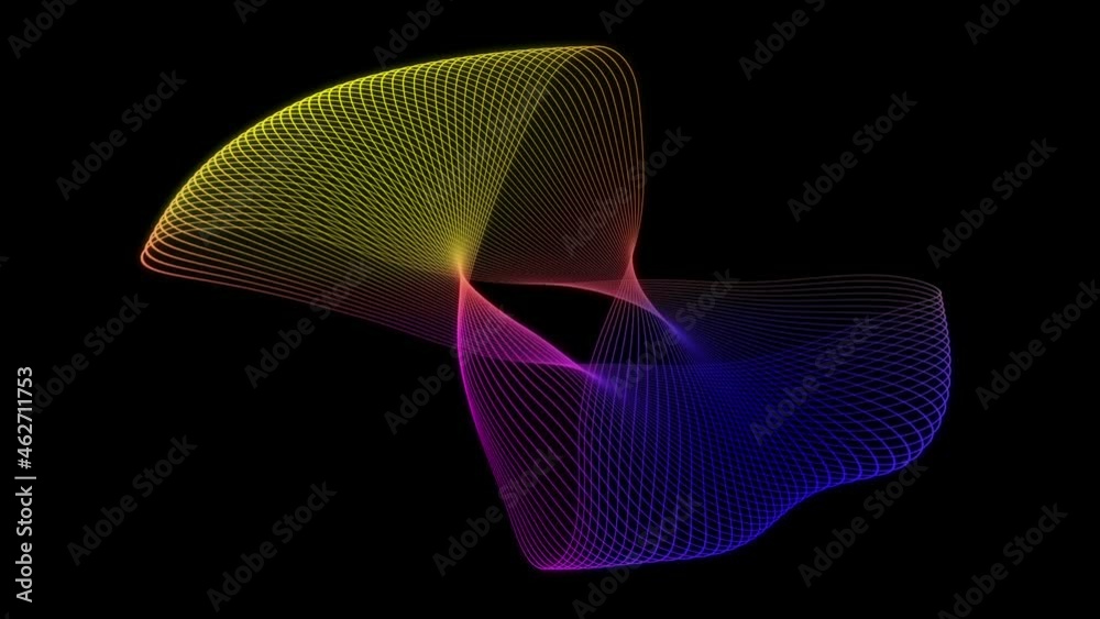 Abstract gradient object animation with four colour accent, spinning ...
