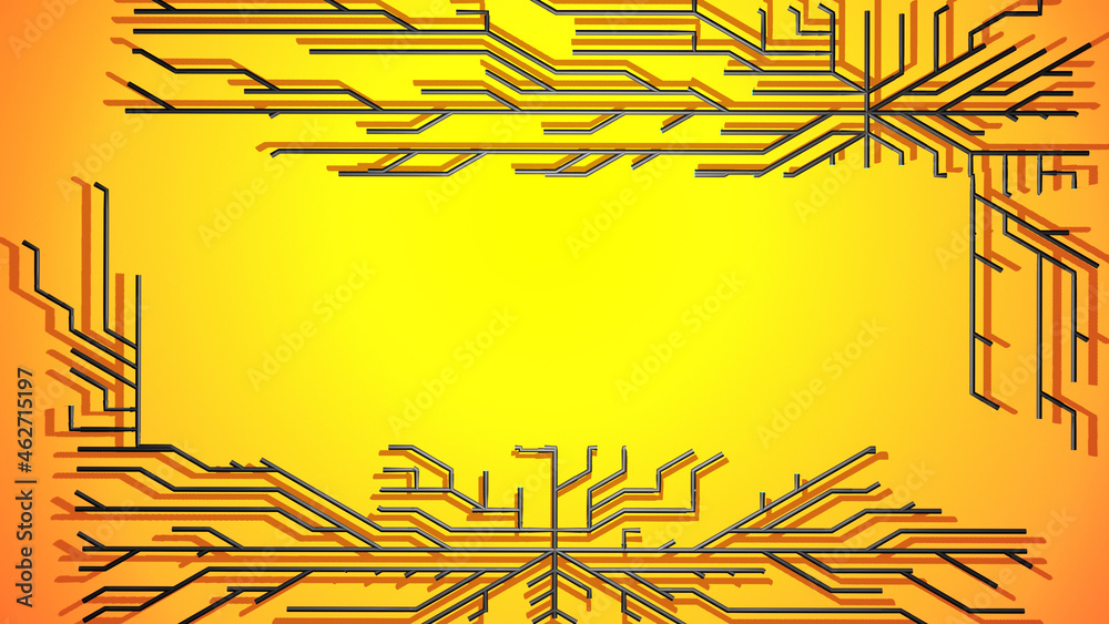 3d render. Abstract black wireframe on orange bg. Ai geometric pattern ...