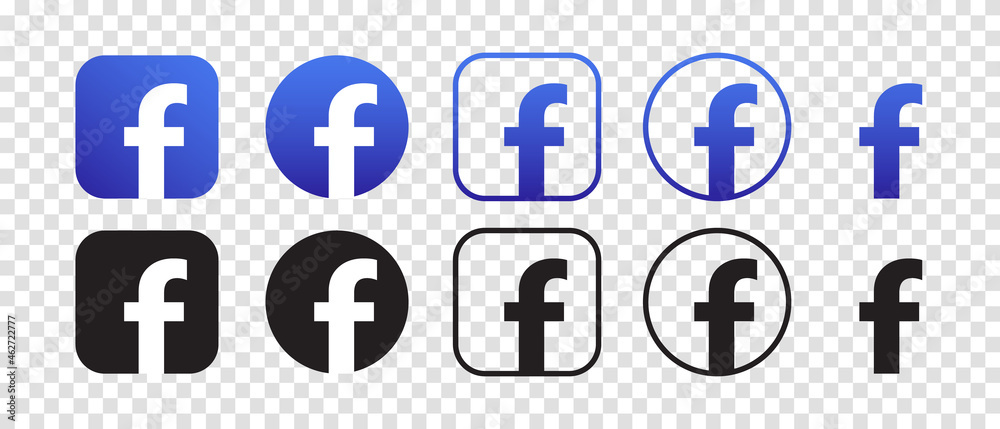Facebook vector logo icon set. Vector illustration Stock Vector | Adobe ...