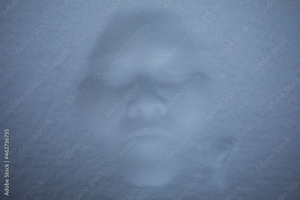 Human face in snow Stock Photo | Adobe Stock