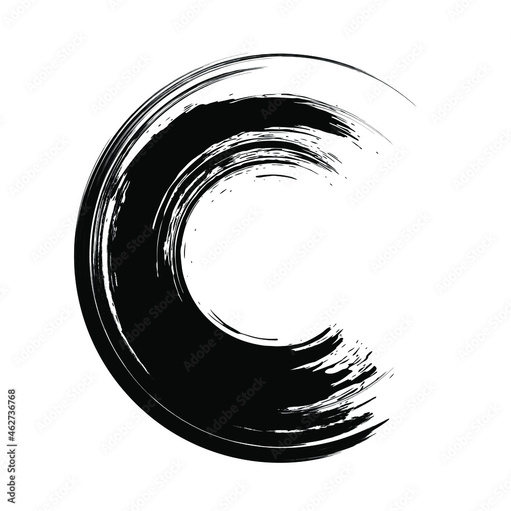 Half circle brush stroke. Grunge design element. Letter C logo. Vector ...