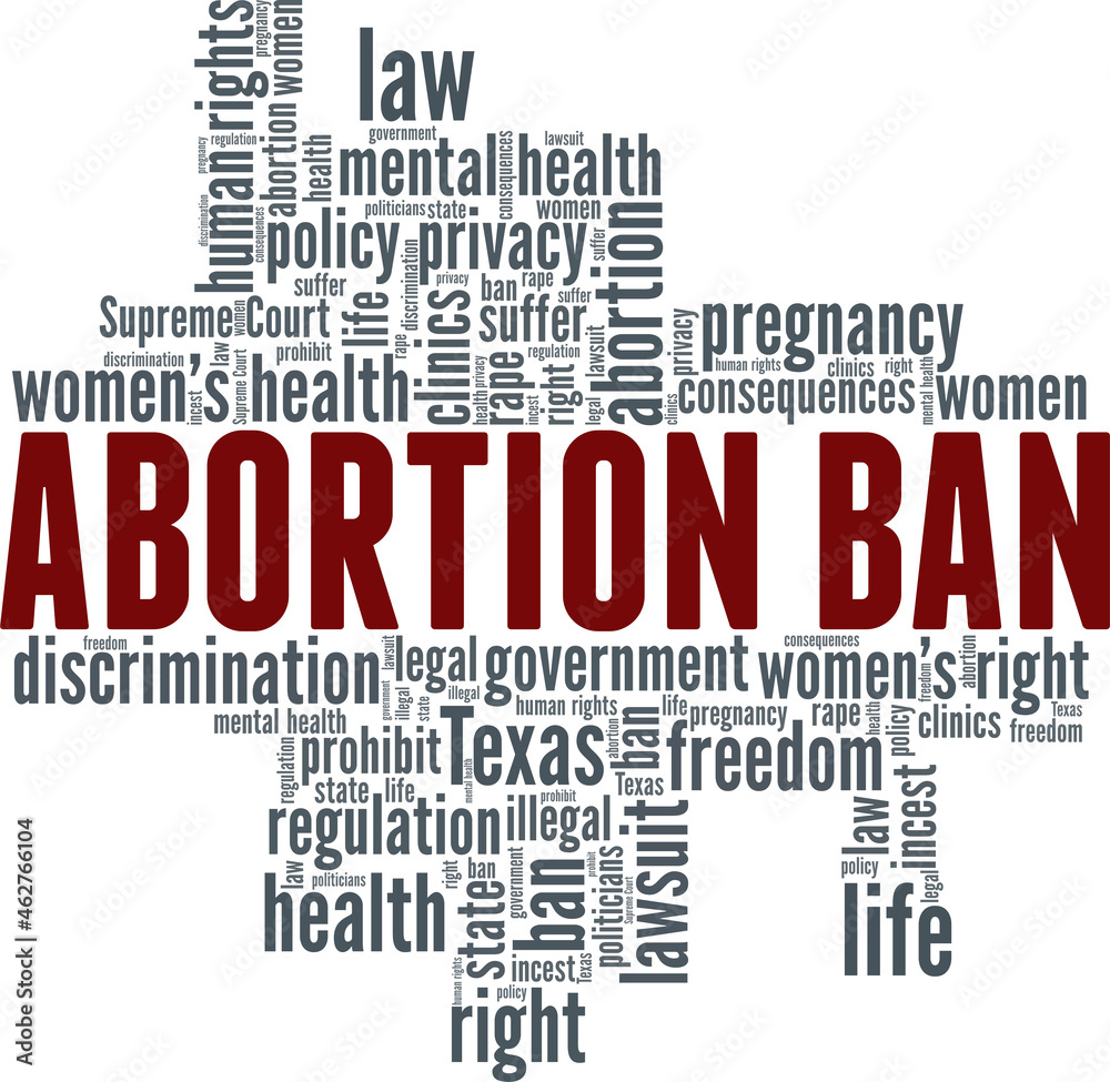 Abortion Ban vector illustration word cloud isolated on white ...