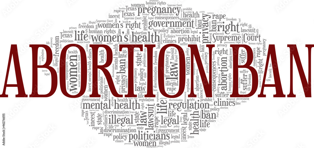 Abortion Ban vector illustration word cloud isolated on white ...
