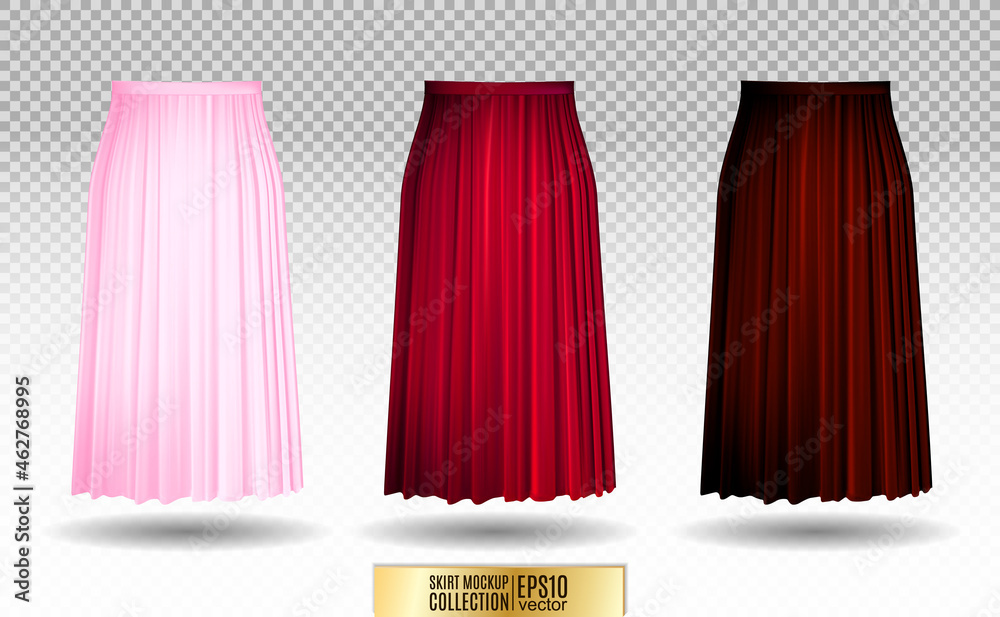 Vector illustration of different model skirt on transparent background ...