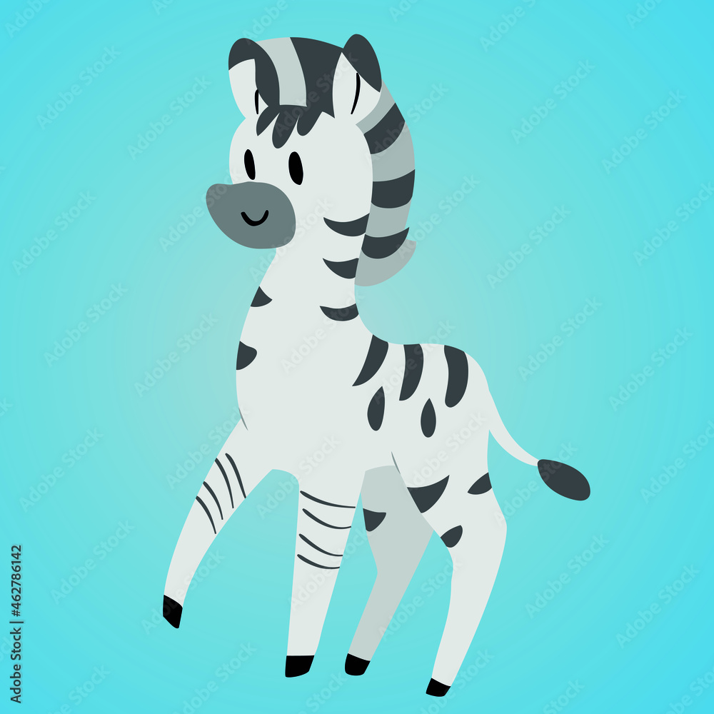 Ilustración tierna hecha a mano de una cebra bebé alegre. Dibujo de ...