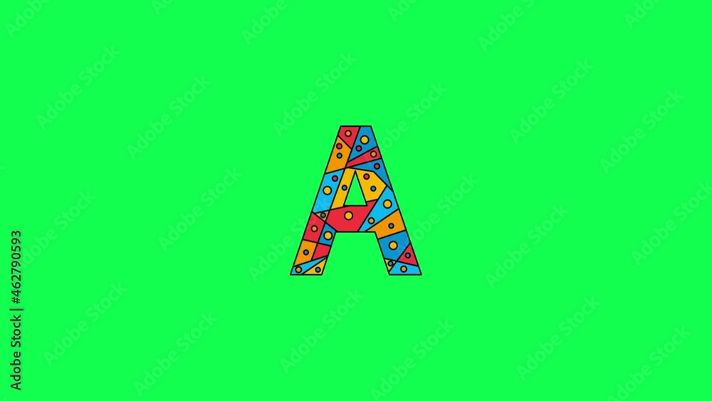 Letter A. Animated unique font made of circles and triangles, polygons ...