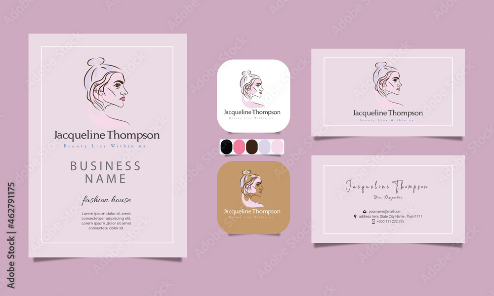 Line art logo with Branding, Business card flyer Design. Stock Vector ...