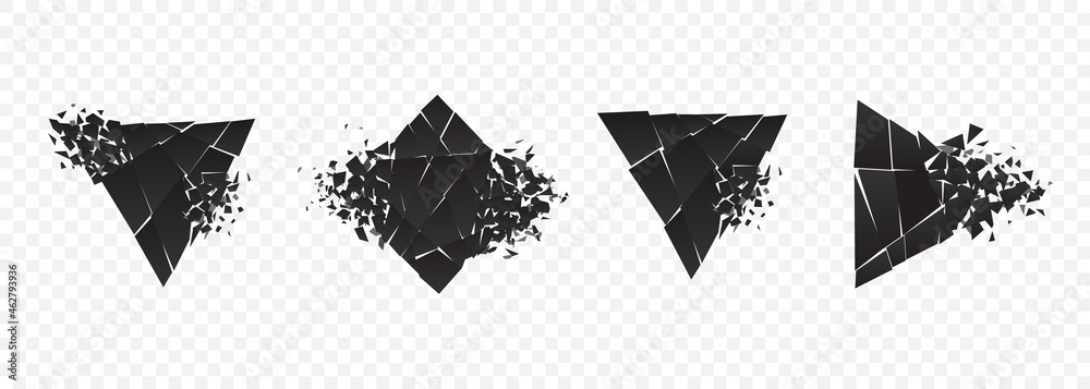 Shape explosion broken and shattered flat style design vector ...