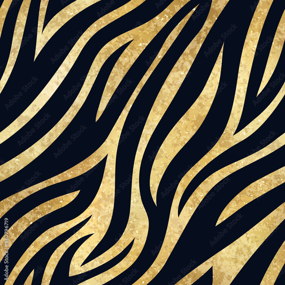 Vector Trendy golden tiger skin seamless pattern. Hand drawn wild ...