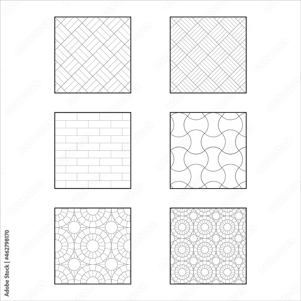 Paver block set of patterns Icon vector Line on white background image ...