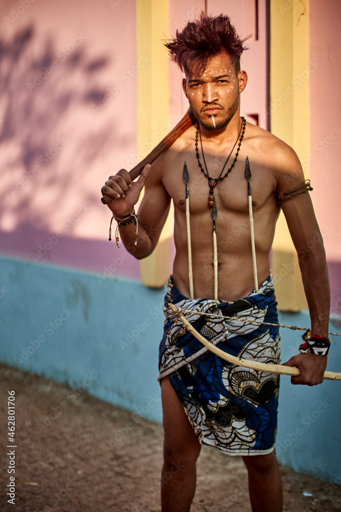 Tribal man with his traditional arch and arrows, Lubango, Angola Stock ...