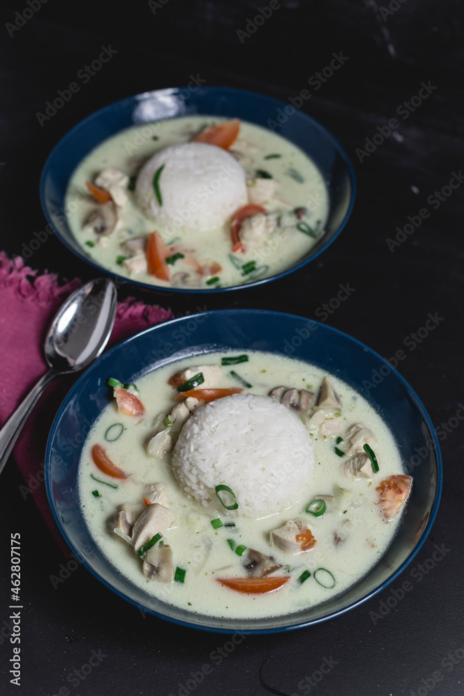 Tom Ka Gai, Thai soup with chicken Stock Photo | Adobe Stock