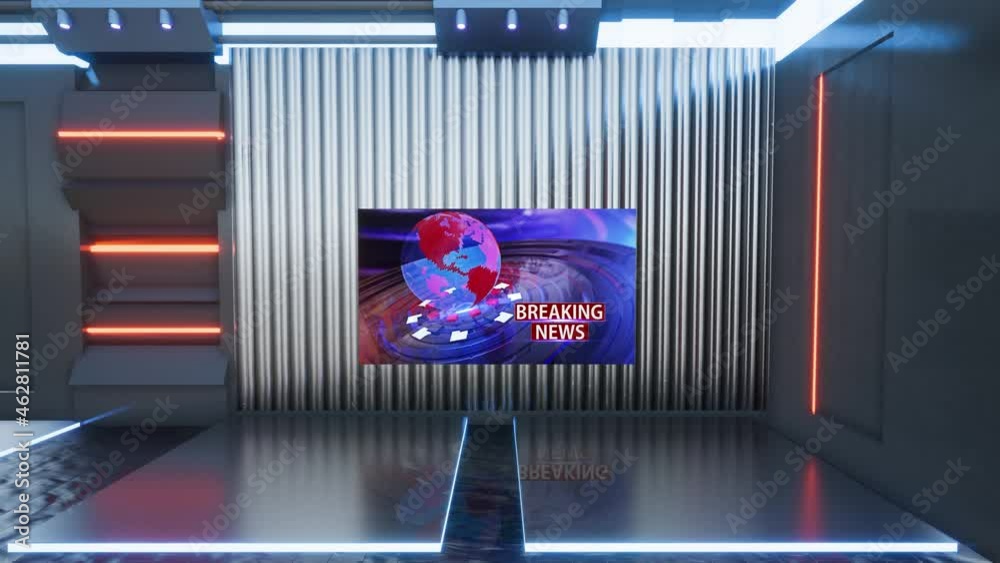 3D virtual news studio with news background Loop 4k Stock Video | Adobe ...