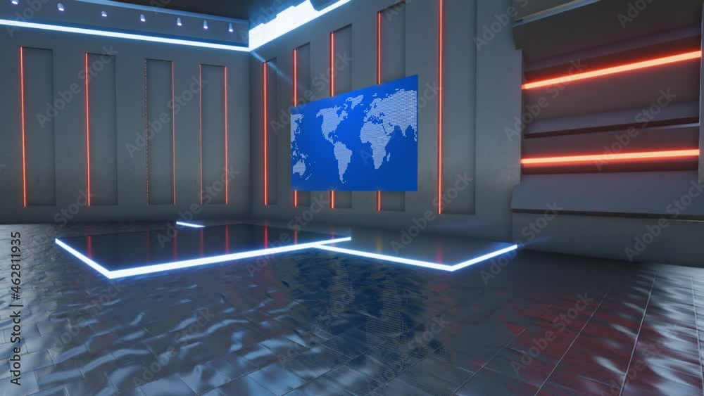 3D virtual news studio with news background Loop 4k Stock Video | Adobe ...