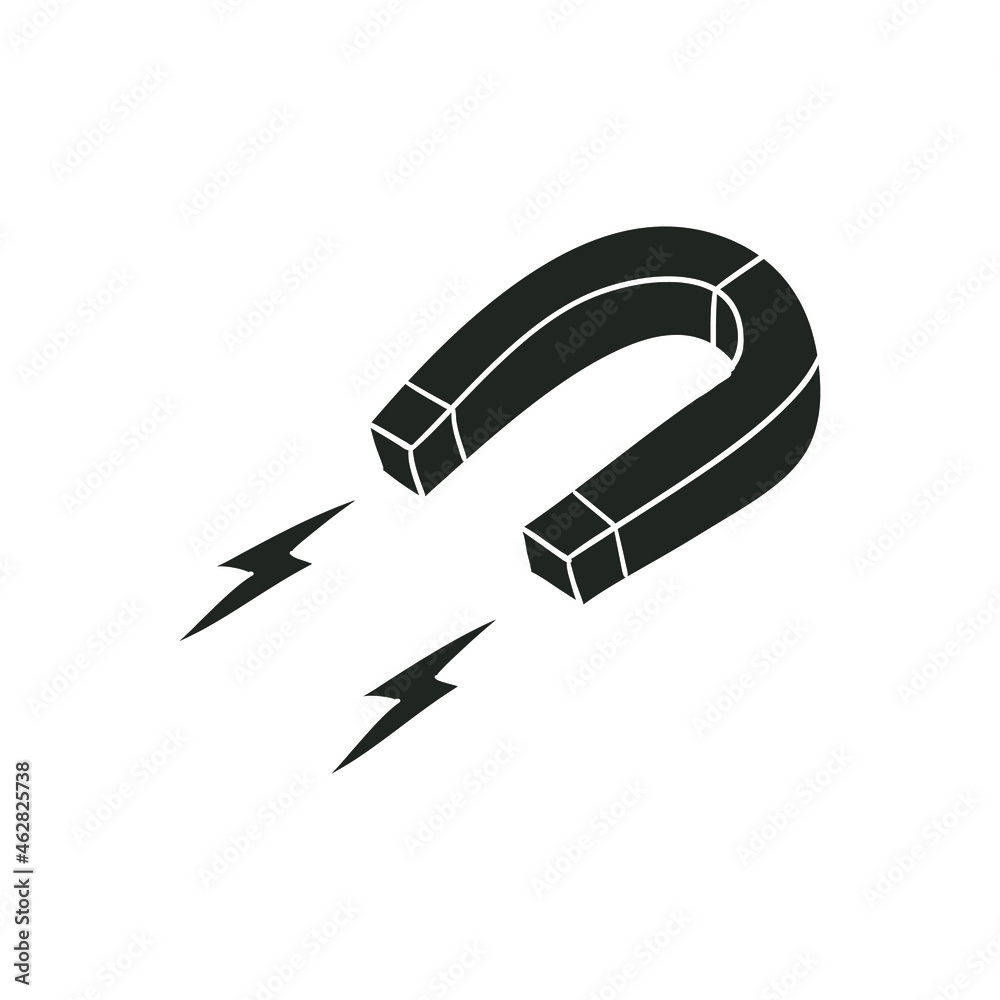 Magnet Icon Silhouette Illustration. Magnetism Attraction Vector ...