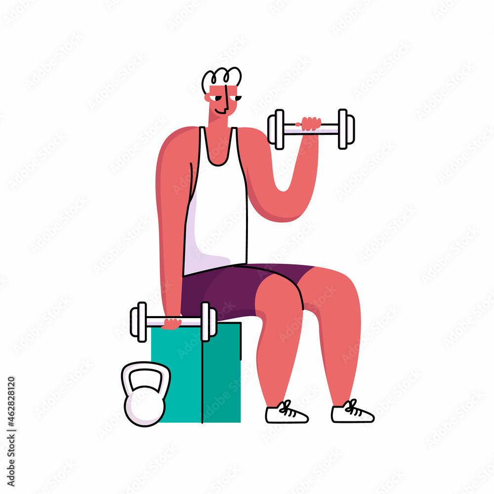 Vector flat isolated illustration on the topic of sports, strength ...