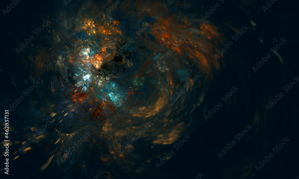 Artistic cosmic infinity 3d representation, splash and vortex of ...